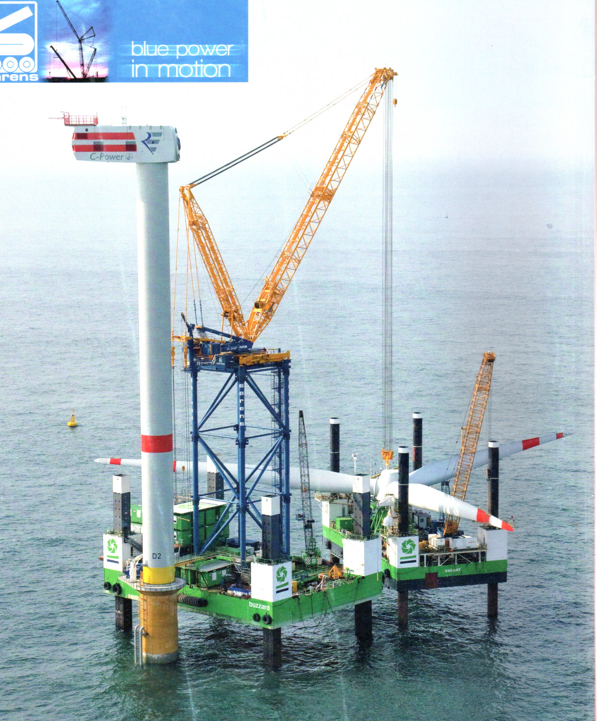 Kranbild Sarens "Blue power in Motion" Liebherr LR 1750 Demag TC 1100 ...